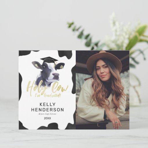 Funny Holy Cow Photo Graduation Announcement | Zazzle