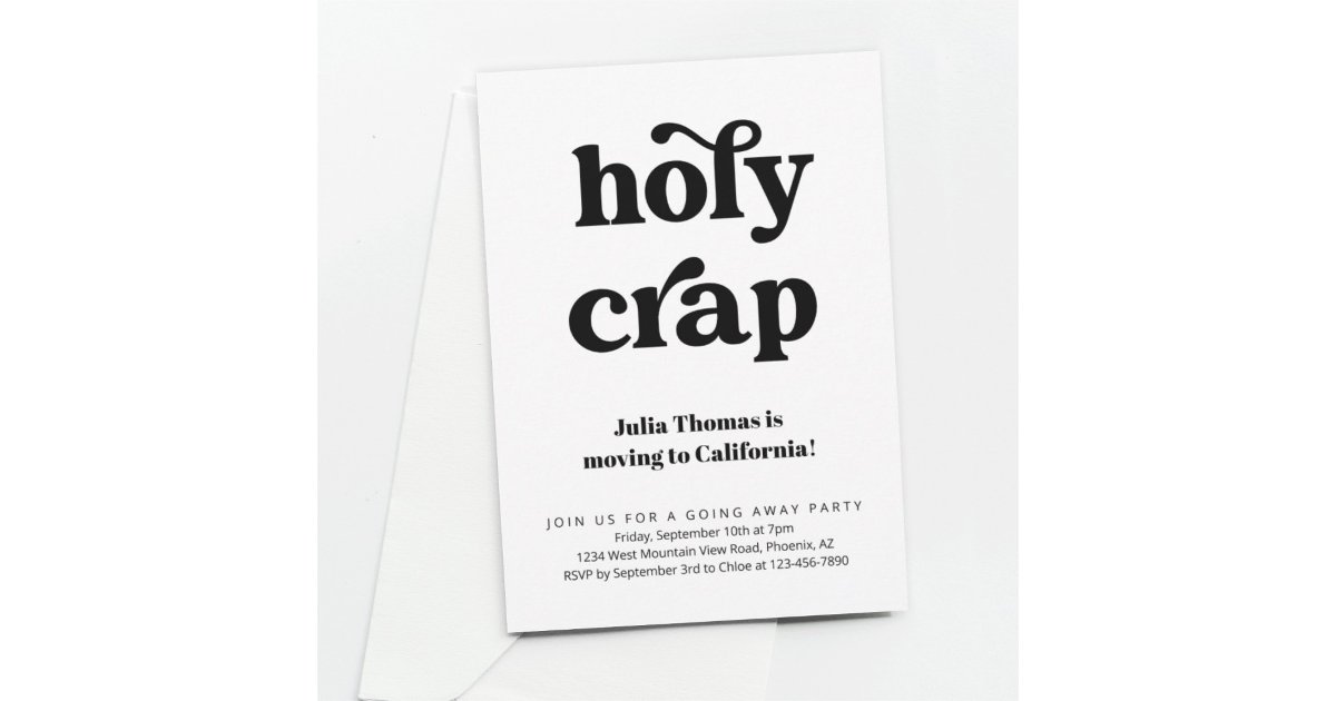 Funny Holy Crap Going Away Party Invitation | Zazzle