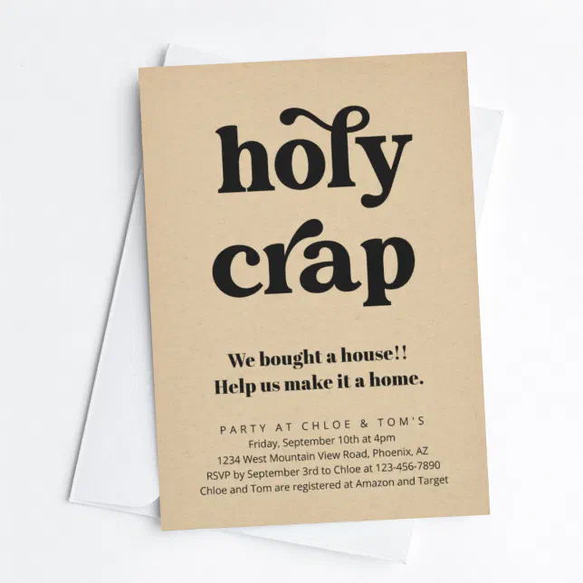 Funny Holy Crap Housewarming Party Invitation | Zazzle