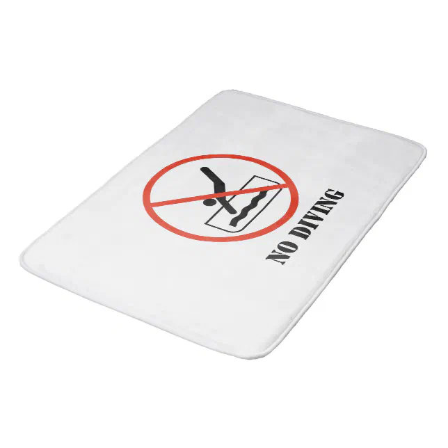 Funny home decor White NO DIVING Bathroom Mat | Zazzle