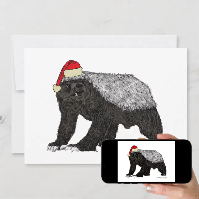 Funny honey badger Santa badass irony Holiday Card | Zazzle