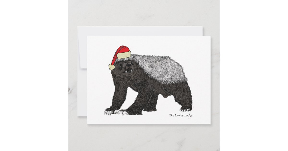 Funny honey badger Santa badass irony Holiday Card | Zazzle