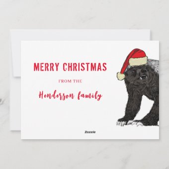 Funny honey badger Santa badass irony Holiday Card | Zazzle