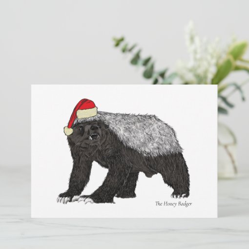 Funny honey badger Santa badass irony Holiday Card | Zazzle