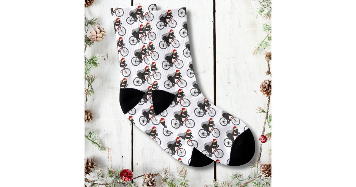 Funny Honey Badger Santa Bicycle Cycling Socks | Zazzle
