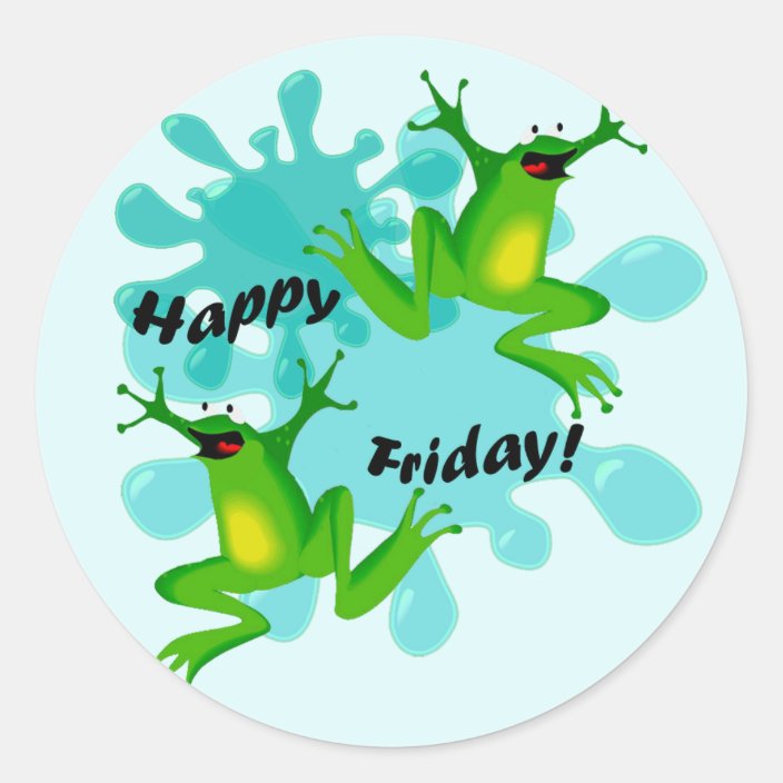 Funny Hoppy Friday Frog Sticker | Zazzle.com