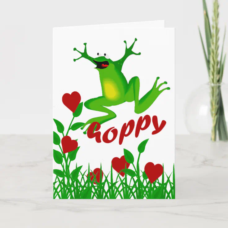 Funny Hoppy Valentine Frog Greeting Holiday Card | Zazzle