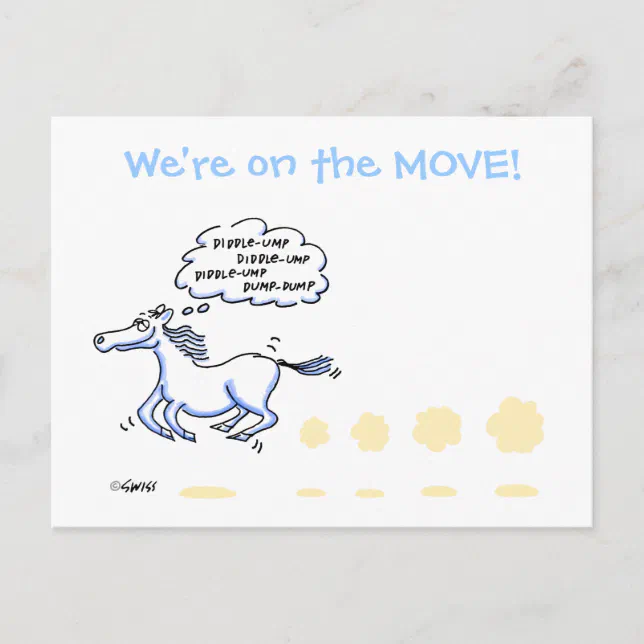 Funny Horse Cartoon Change of Address Postcard | Zazzle