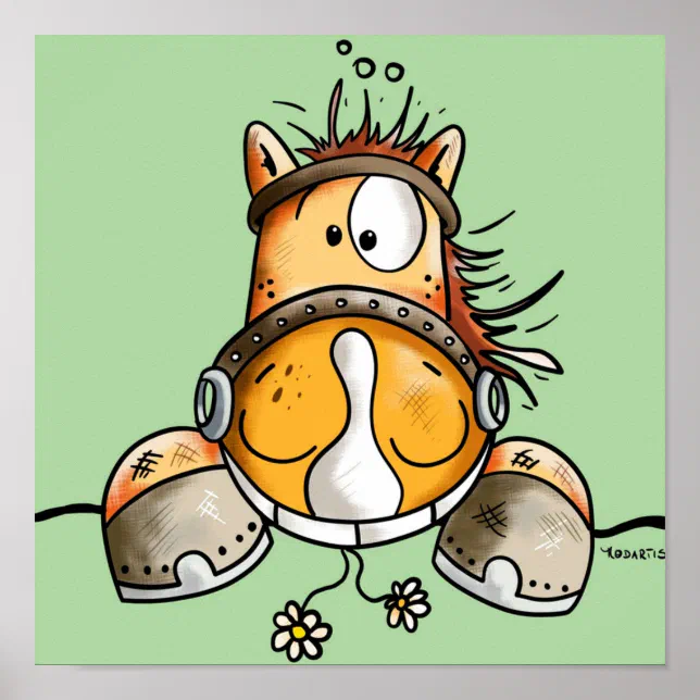 Funny Horse Cartoon Poster | Zazzle