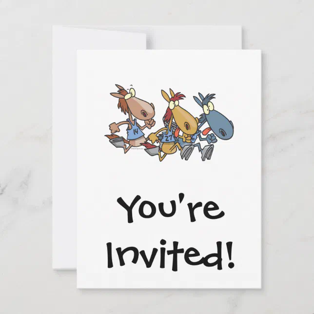 funny horse racing cartoon invitation | Zazzle