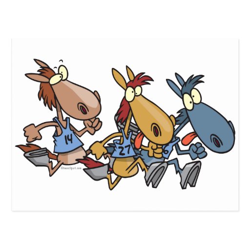 funny horse racing cartoon postcard | Zazzle