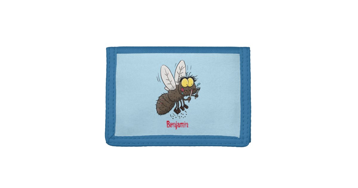 Funny horsefly insect cartoon trifold wallet | Zazzle