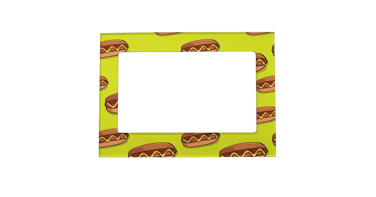 Funny Hot Dog Food Design Magnetic Photo Frame | Zazzle