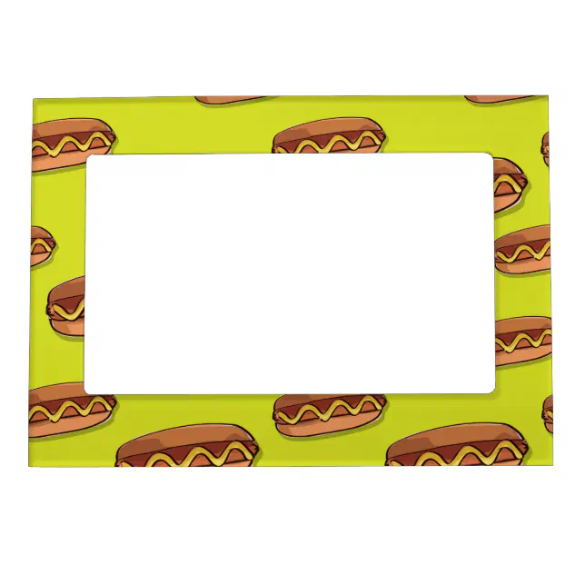 Funny Hot Dog Food Design Magnetic Photo Frame | Zazzle