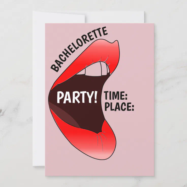 FUNNY HOT RED LIPS BACHELORETTE PARTY INVITATION | Zazzle