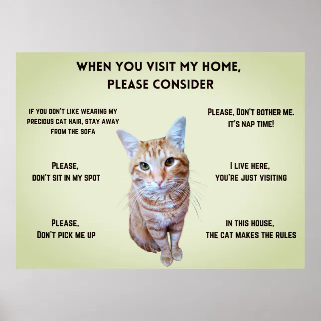 Funny House Rules (personalized with cat's photo) Poster | Zazzle