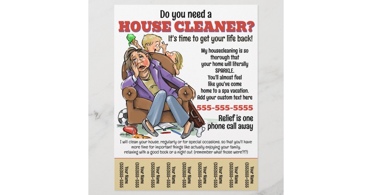 Funny Housecleaning Service Home Housekeeper Promo Flyer | Zazzle