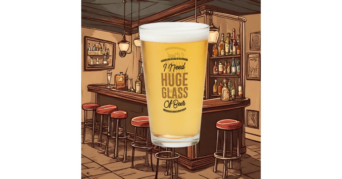 funny huge beer word art glass | Zazzle