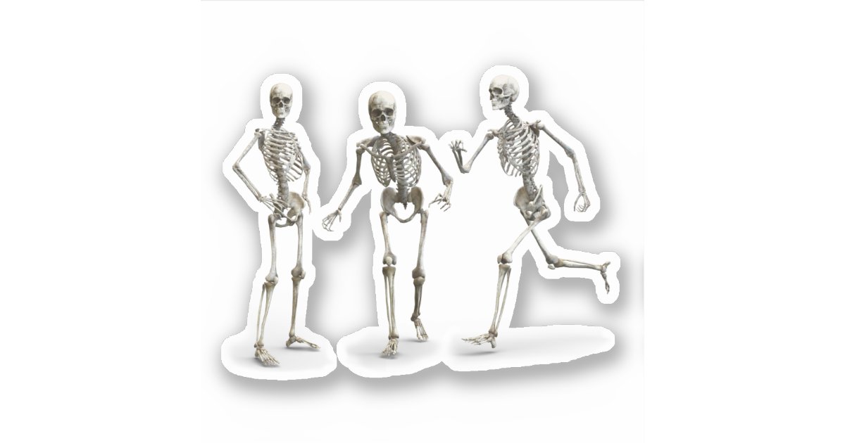 Funny Human Skeleton in Motion Effect Sticker | Zazzle