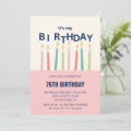Funny Humor Pink Candle 76th birthday invitation | Zazzle