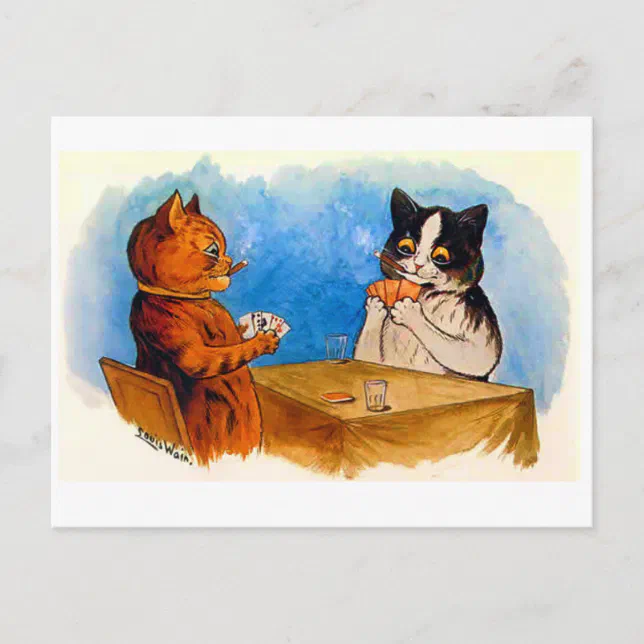 Funny Humorous Cigar Smoking Cats Playing Poker Postcard | Zazzle