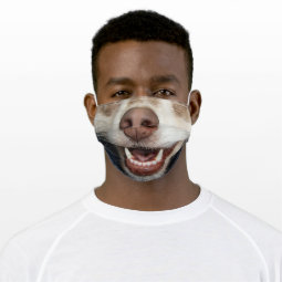 funny humour animal lover puppy dog smile adult cloth face mask | Zazzle