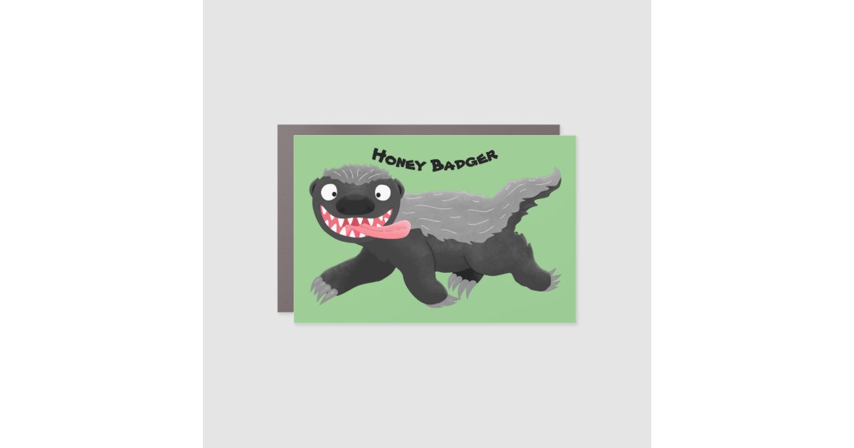 Funny hungry honey badger cartoon illustration car magnet | Zazzle