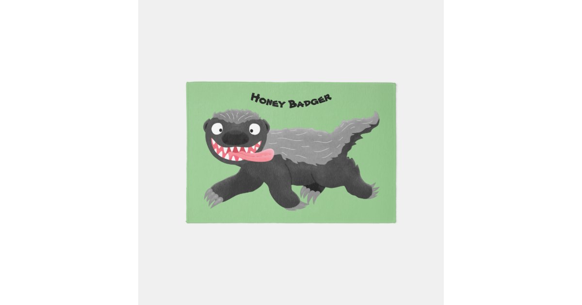 Funny hungry honey badger cartoon illustration rug | Zazzle