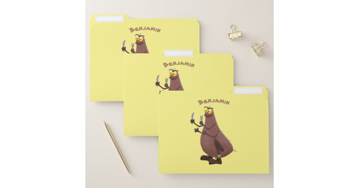 Funny hungry ugly flea cartoon file folder | Zazzle
