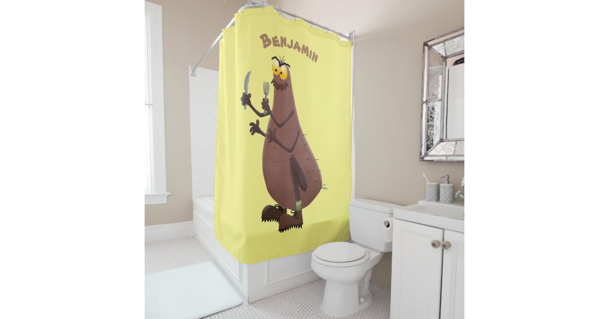 Funny hungry ugly flea cartoon shower curtain | Zazzle