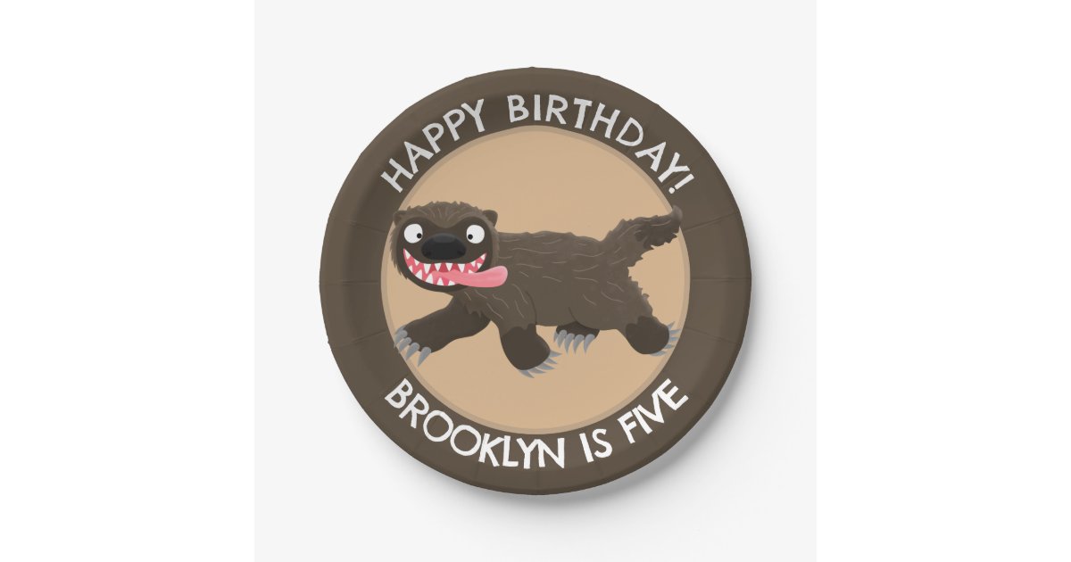 Funny hungry wolverine personalized birthday paper plates | Zazzle