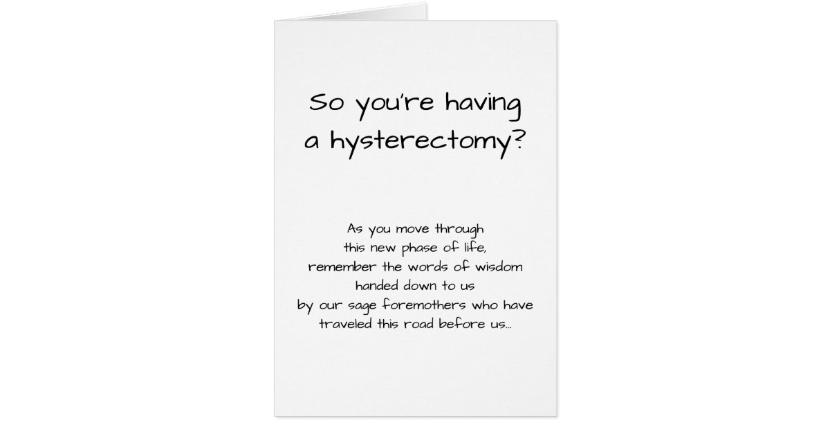 Funny Hysterectomy Get Well Card | Zazzle.com