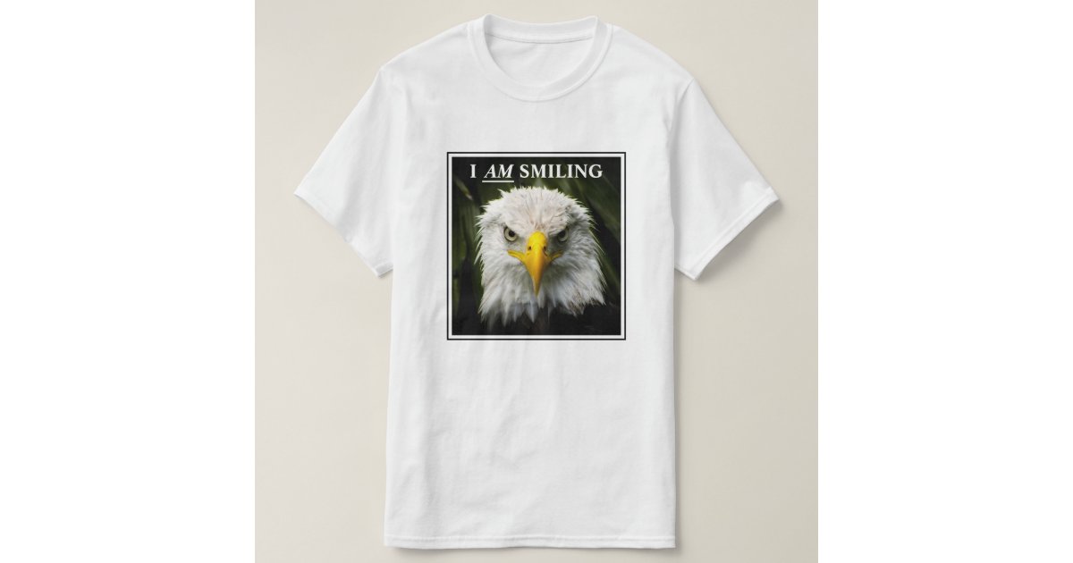 Funny I Am Smiling Grumpy Eagle Photo T-Shirt | Zazzle