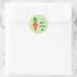 Funny I don't Carrot All Food Pun Humor Cartoon Classic Round Sticker ...