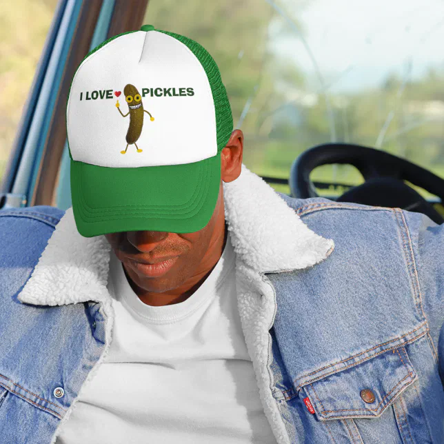 Funny I Love Pickles Cartoon Hat | Zazzle