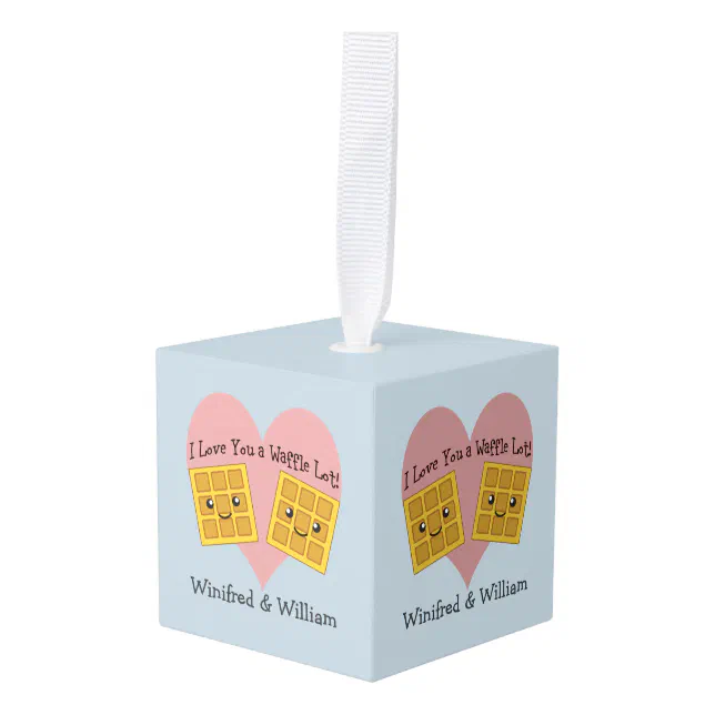 Funny I Love You A Waffle Lot Cute Kawaii Waffles Cube Ornament | Zazzle