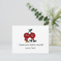 Funny I love you berry much Cute Cartoon Couple Holiday Postcard | Zazzle