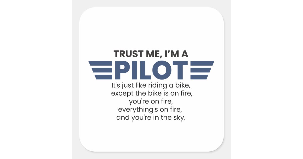 Funny I'm a Pilot Quote Square Sticker | Zazzle