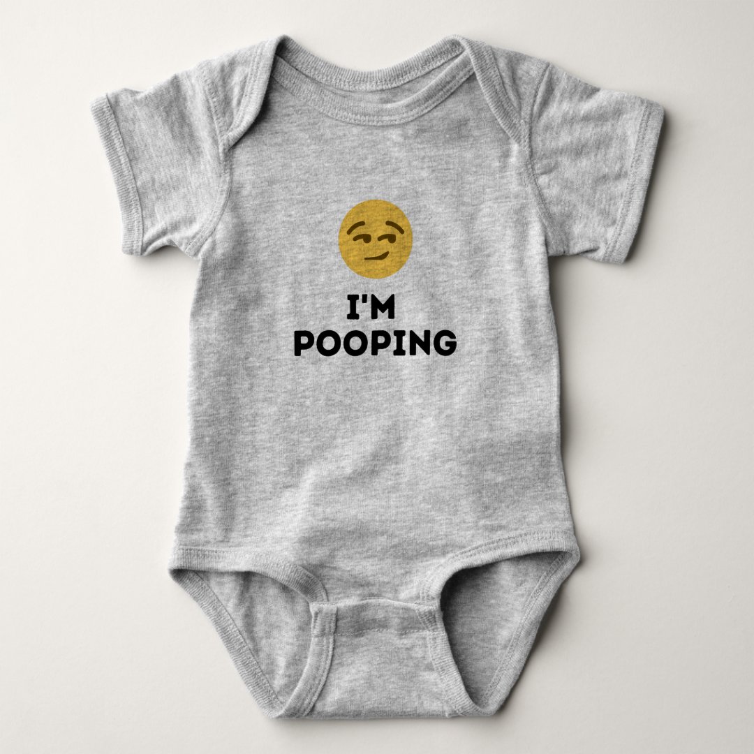 Funny "I'm Pooping" Cute Emoji Baby Bodysuit | Zazzle