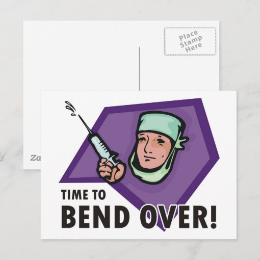 Funny injection doctor / nurse - squirting syringe postcard | Zazzle