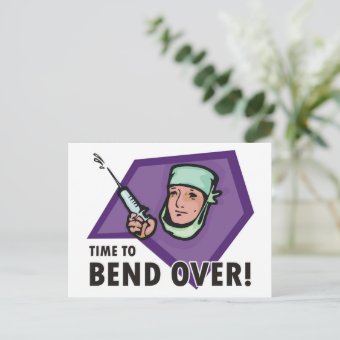 Funny injection doctor / nurse - squirting syringe postcard | Zazzle