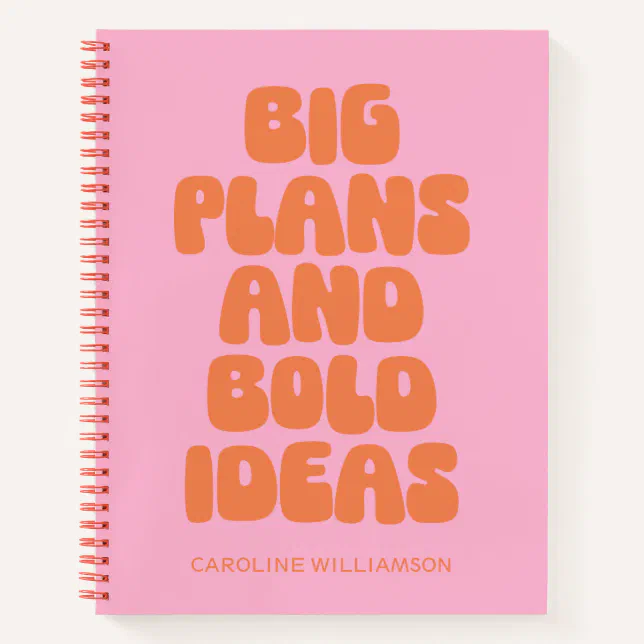 Funny Inspirational Ideas Quote Personalized Pink Notebook | Zazzle