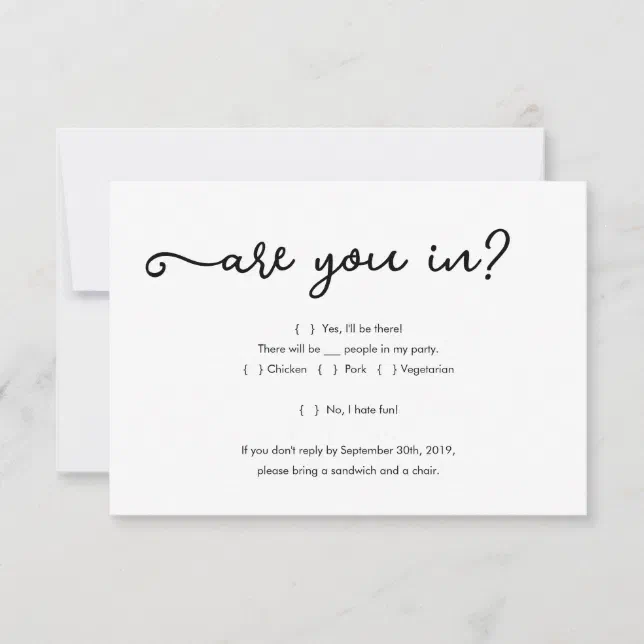 Funny Invitation Reply Card Insert | Zazzle