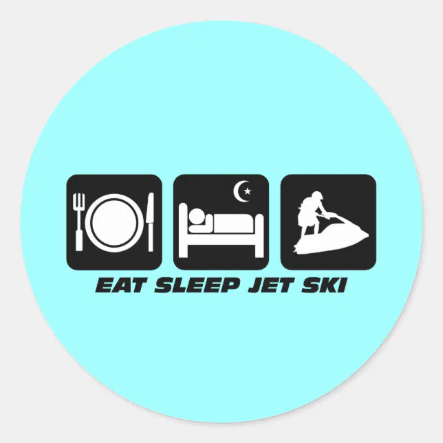 Funny jet ski classic round sticker | Zazzle