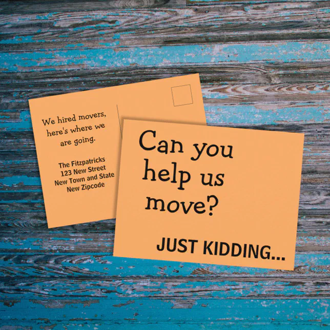 Funny Joke Plea for Help Moving Announcement Postcard | Zazzle