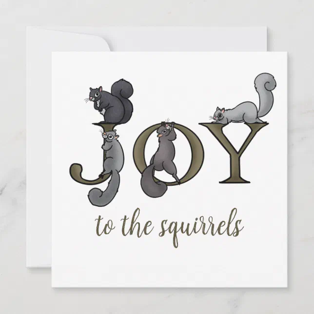 Funny Joy to the Squirrels Photo Holiday Card | Zazzle