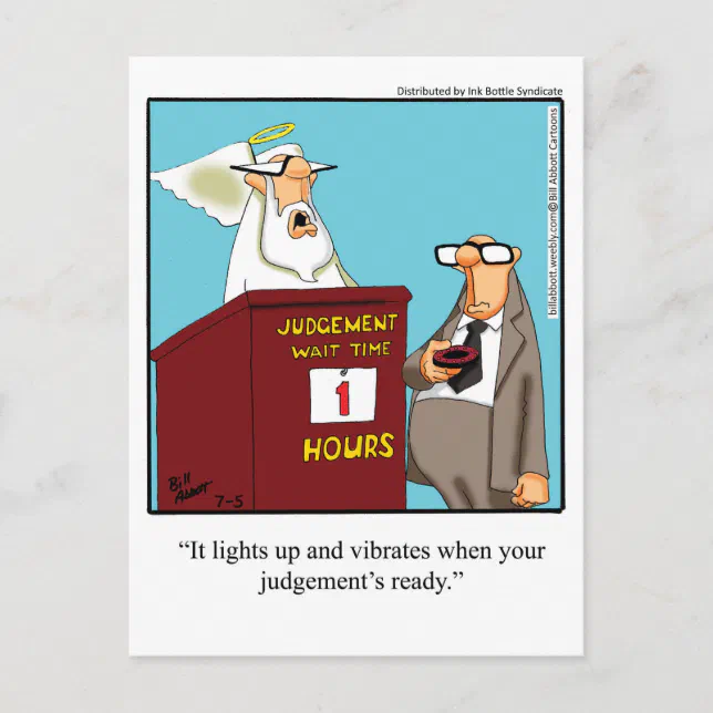Funny "Judgement Day Buzzer" Postcard | Zazzle
