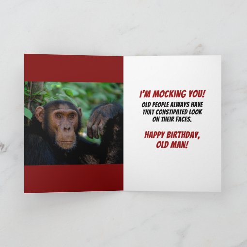 Funny Judgemental Monkey- Mocking You Birthday Card | Zazzle