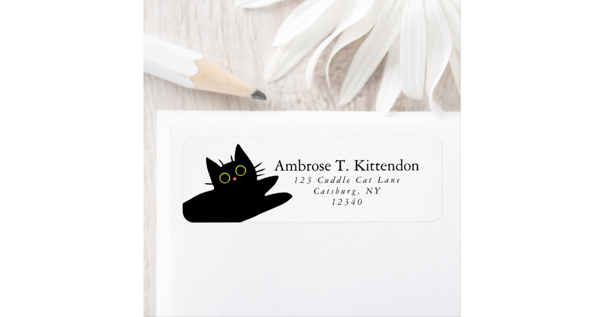 Funny Jumping Acrobat Black Cat Kawaii Silhouette Label | Zazzle