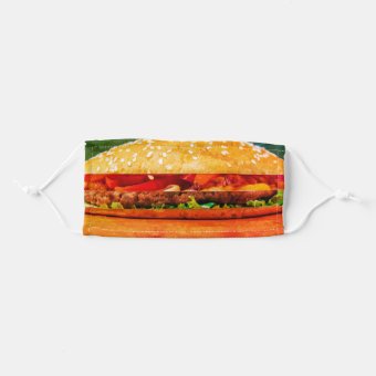 funny junk food cheese burger Hamburger Adult Cloth Face Mask | Zazzle
